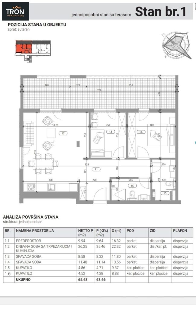 Dvosoban stan u blizini Jezera- 65,63m2