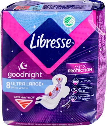 Libresse
goodnight ULTRA+ X LARGE ulošci sa krilcima – ultra dugi, 8 kom