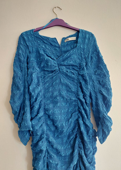 Zara royal plava haljina sa naborima, NOVO