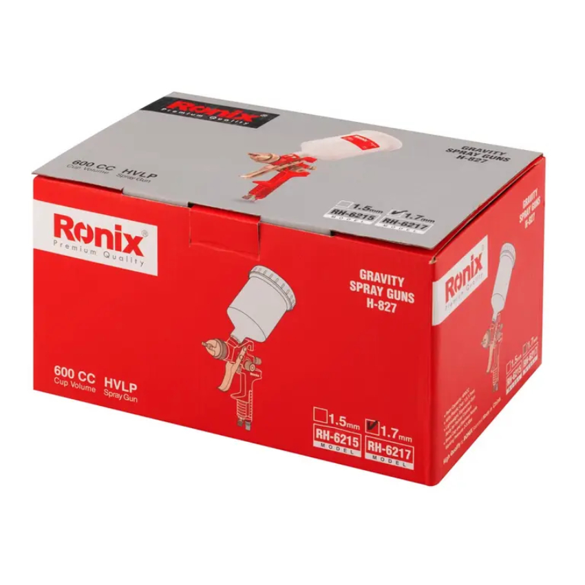 PIŠTOLJ ZA FARBANJE SA GORNJOM POSUDOM (2-3.5BAR) RH-6217 CB 600ML/1.7MM RONIX