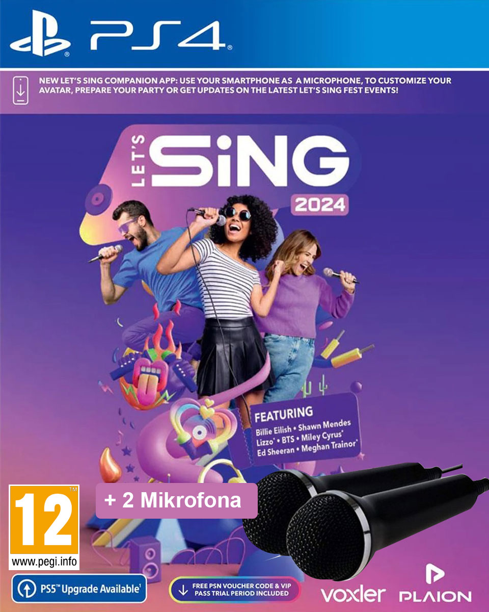 PS4 Let's Sing 2024 + 2 Mikrofona