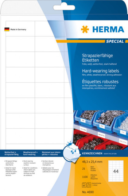 Herma etikete nepoderive 48,3x25,4 A4/44 1/25 bela ( 02H4690 )