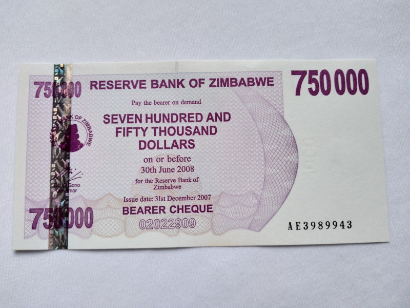 Zimbabve 750.000 dolara,2007 god.UNC,P-52,redja