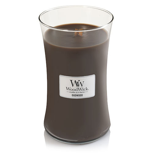 Oudwood - L Wood Wick mirisna sveća (amber, mošus, vanila, tamjan)