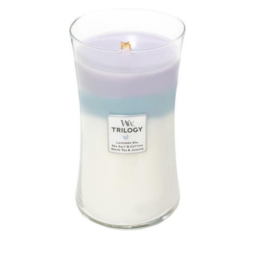 Calming Retreat - L WoodWick Trilogy mirisna sveća (lavanda, jasmin, čaj)