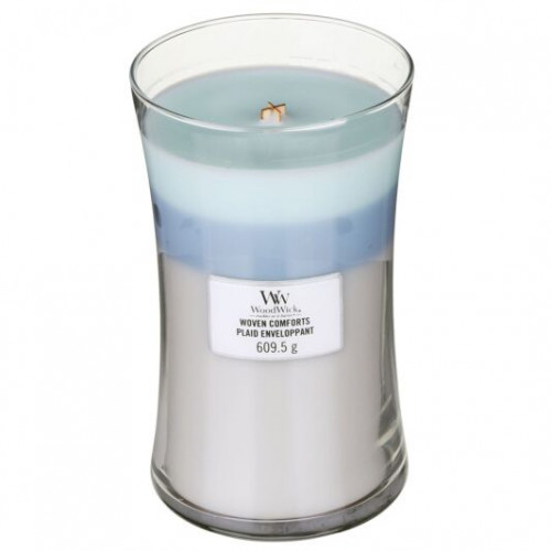 Woven Comforts - L Wood Wick Trilogy mirisna sveća (miris čistoće)