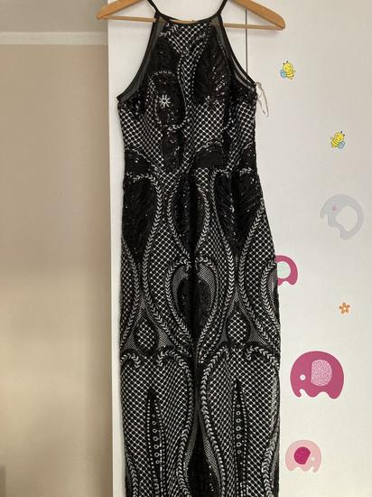Crna svetlucava duga haljina