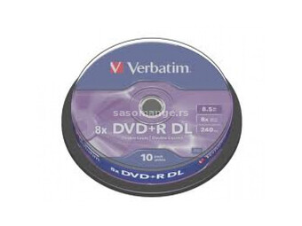 VERBATIM 8.5GB DVD+R DL 8X 43666 AZO MATT SILVER/CAKE BOX