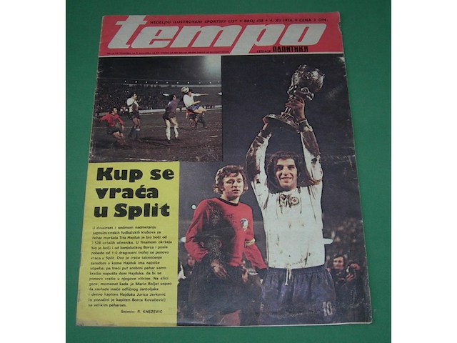 Tempo br. 458, 1974. - Hajduk šampion