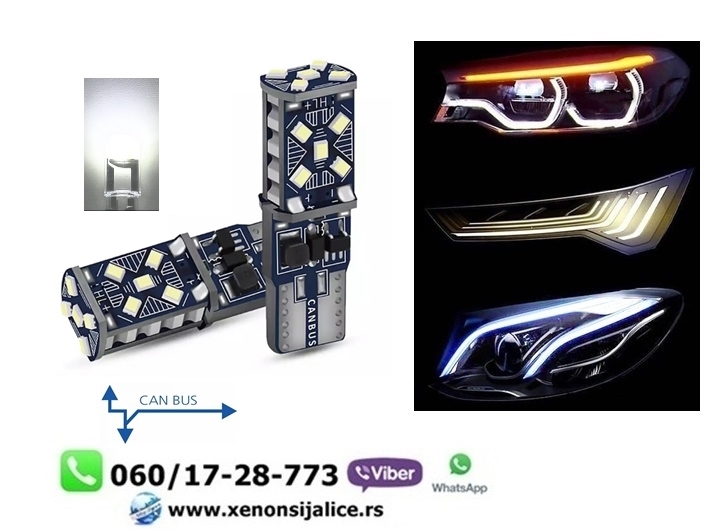 LED SIJALICE T10,W5W,UBODNE BELA BOJA SET 2 KOMADA KAN BUS