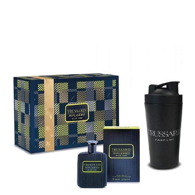 TRUSSARDI RIFLESSO BLUE VIBE SET(EDT 100ML +TERMOS ČAŠA)80X401