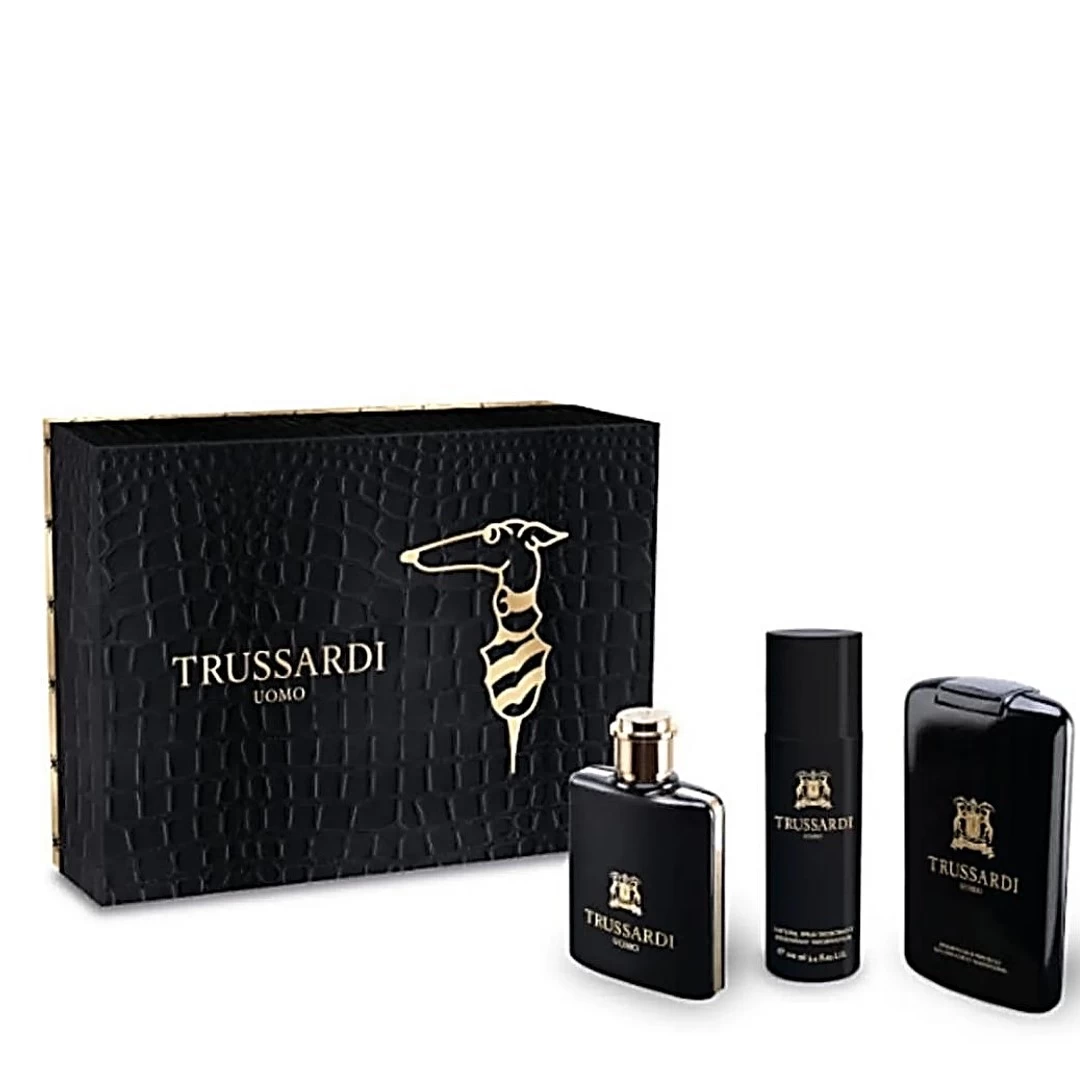 TRUSSARDI UOMO SET(EDT 100ML+SHOWER GEL 200ML+DEO 100ML)80E428