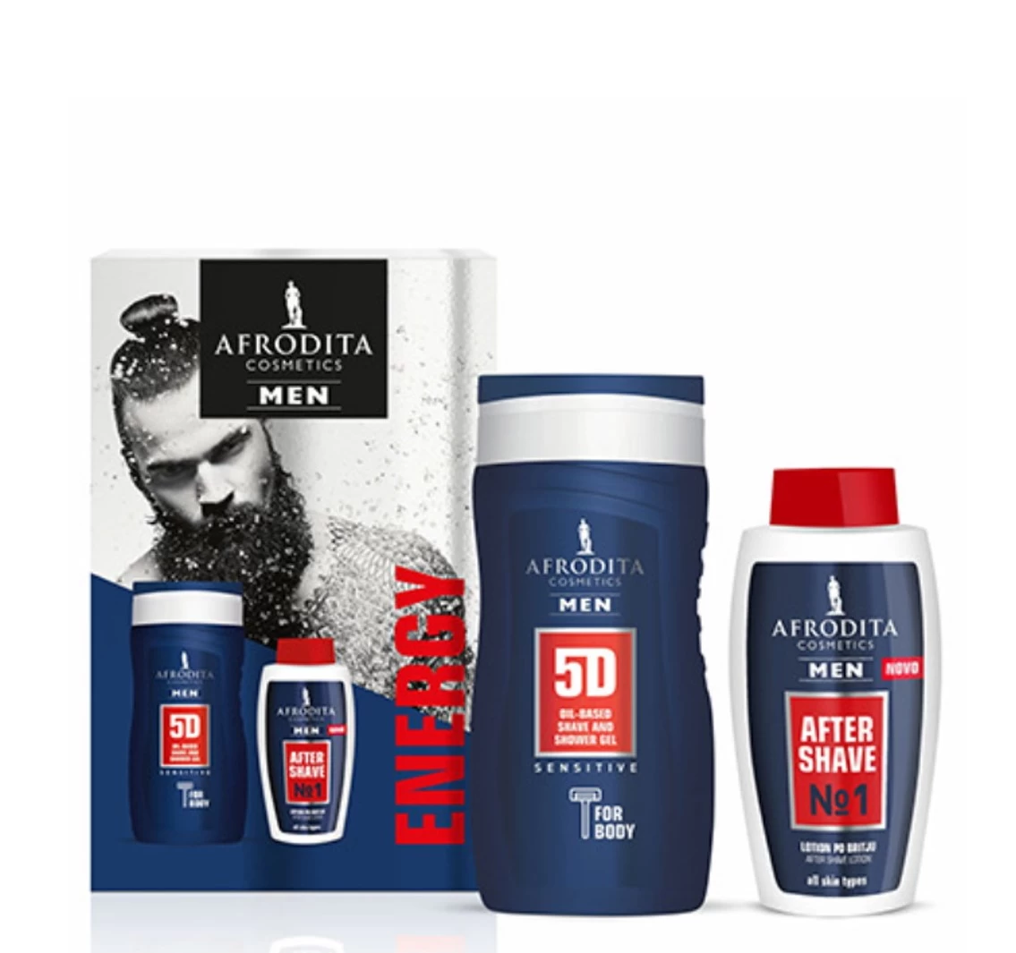 AFRODITA SET MEN ENERGY(GEL ZA TUŠIRANJE I BRIJANJE 250ML+AFTER SHAVE 120ML)