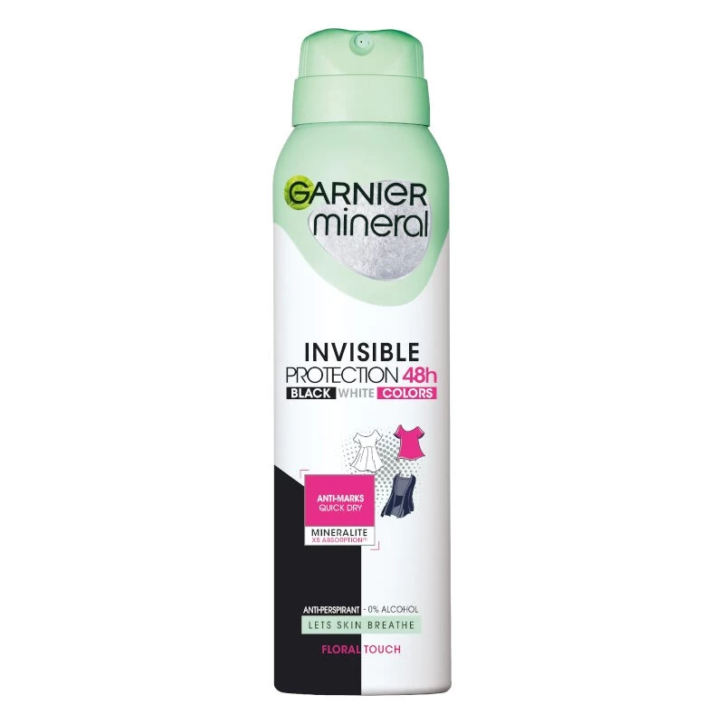 GARNIER DEO W.150ML INVISIBLE BLACK,WHITE&COLORS