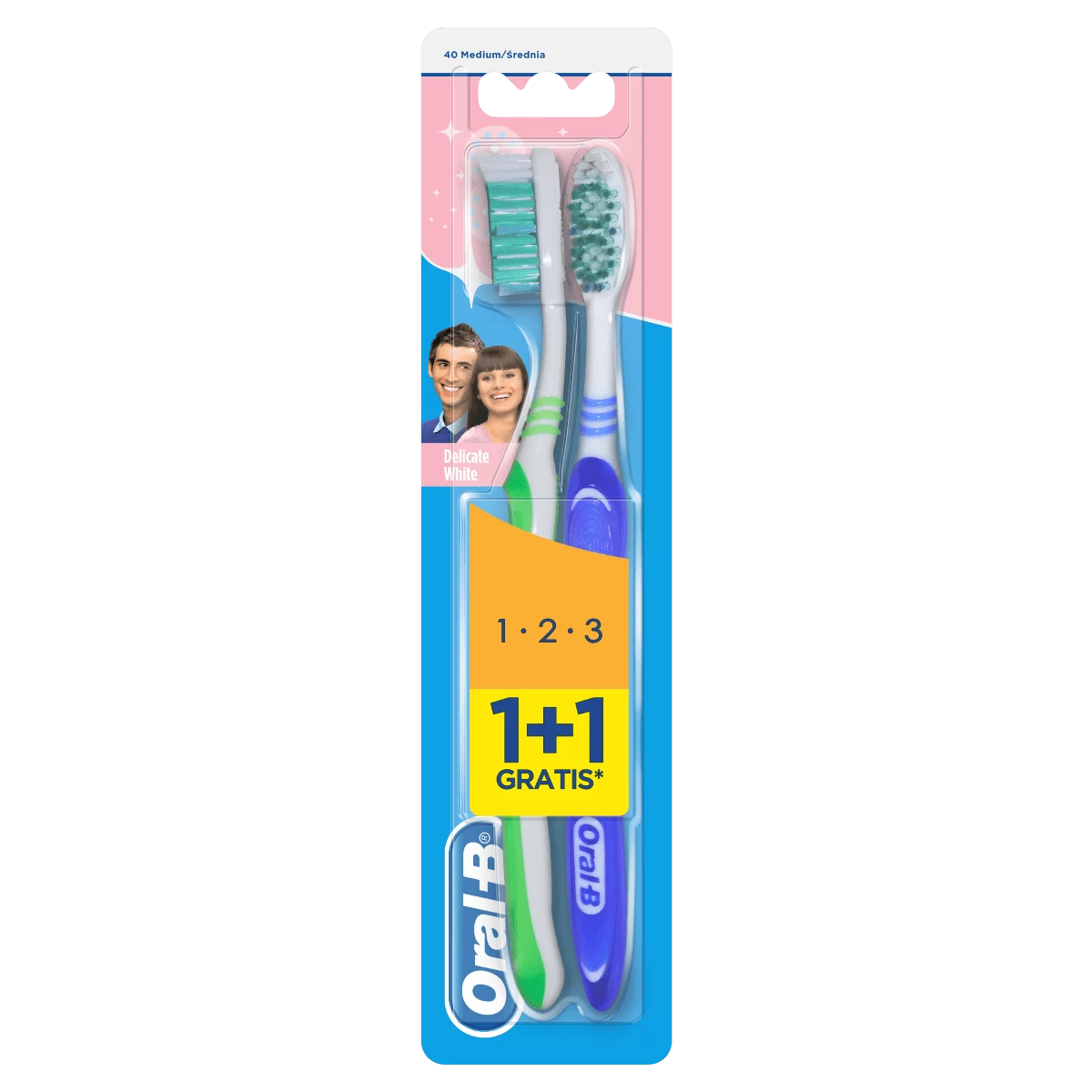 ORAL B ČETKICA 1+1 DELICATE WHITE 40 MEDIUM