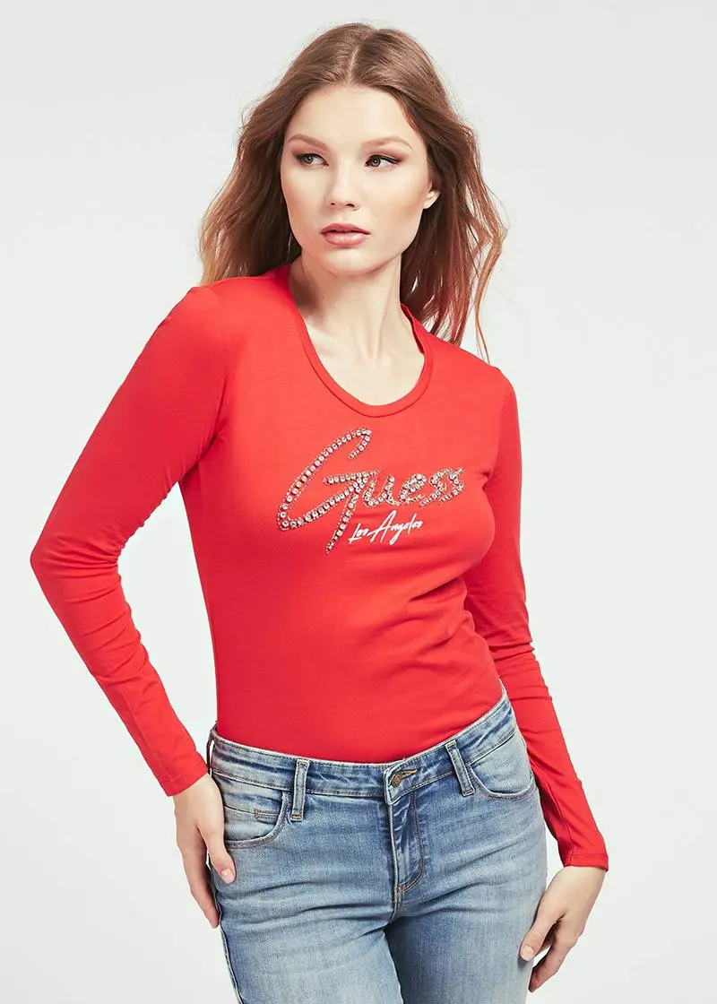 GUESS Ženska majica dugih rukava crvena
