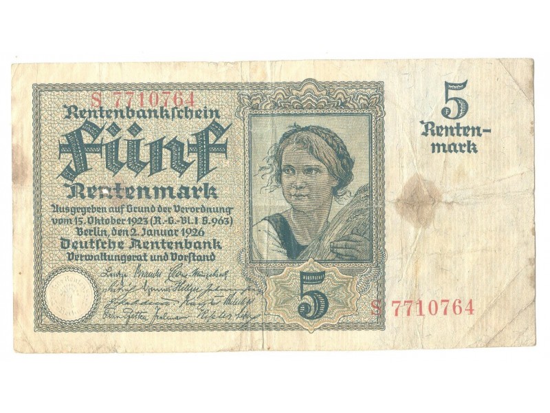 Nemacka 5 rentenmark 1926