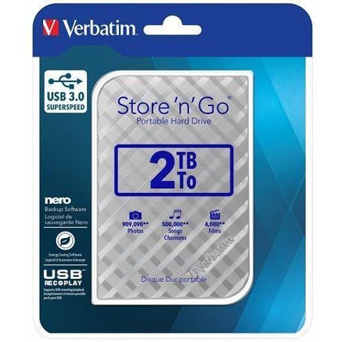 Verbatim HDD 2TB 3.0 Siv Kocka (53198)