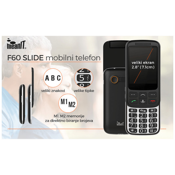 Mobilni telefon F60 SLIDE , 2.8'' ekran ( 7.1 cm ), Dual SIM