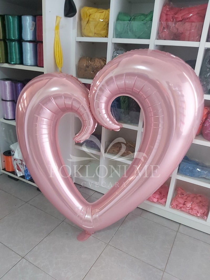 Helium otvoreno roze srce folija 100 cm – Sifra 518