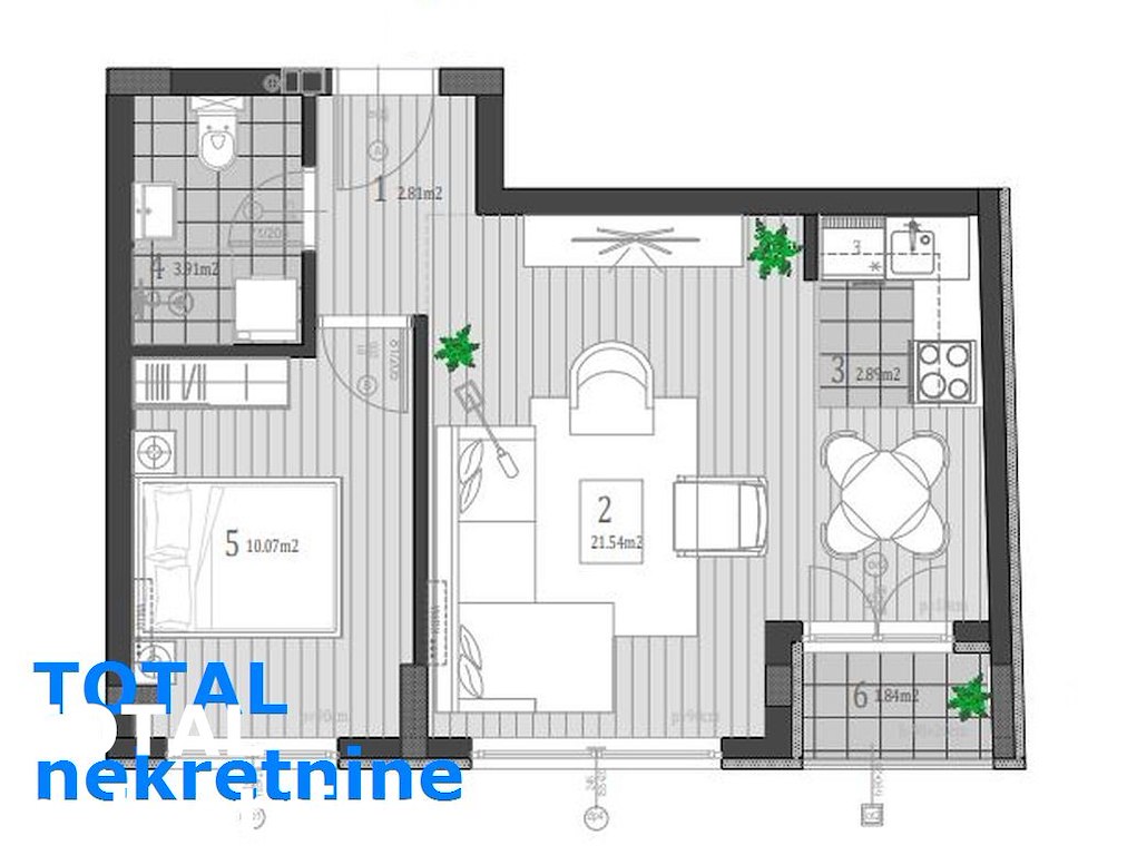 Stan,PETROVARADIN,PETROVARDIN 42.00m2,86025€ , ID: 1097092