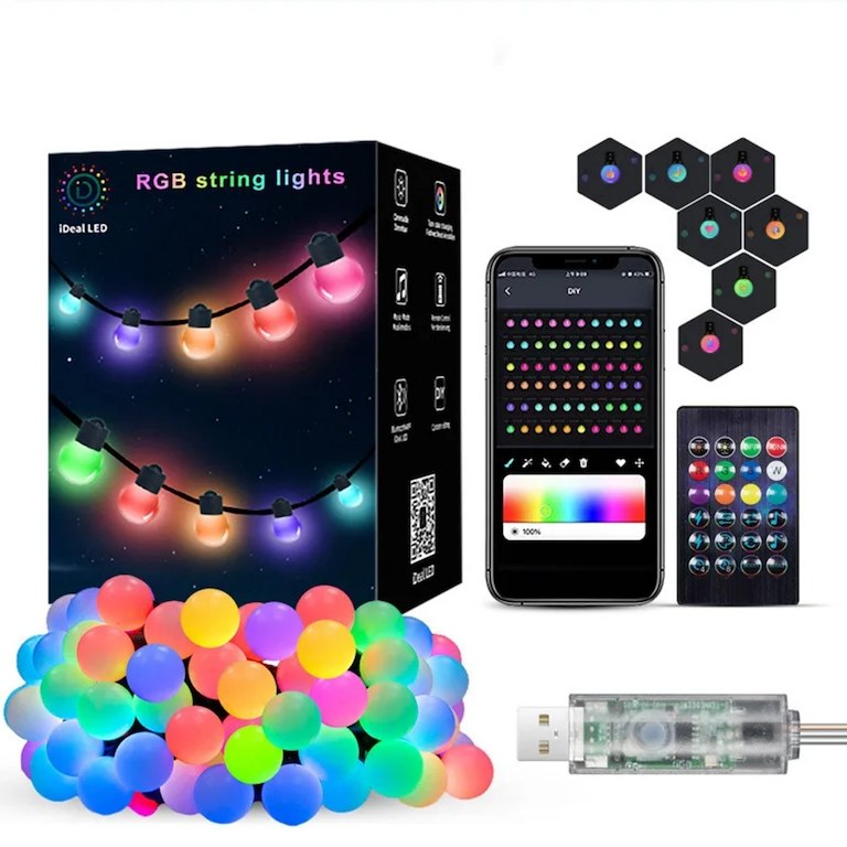 Led RGB lampice za dekoraciju dvorista ili kuce 10m sa aplikacijom