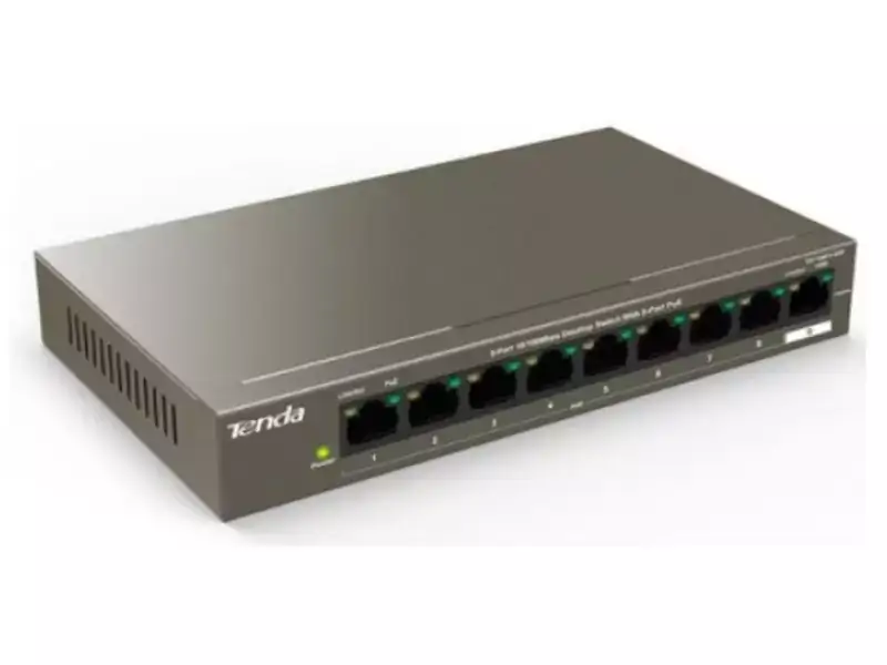 TENDA TEF1109P-8-63W LAN SWITCH 9-PORT 10/100 POE +1 GIGABIT RJ45 PORTS