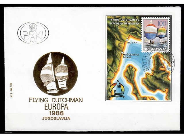 FDC 1986 LETEĆI HOLANDJANIN BLOK