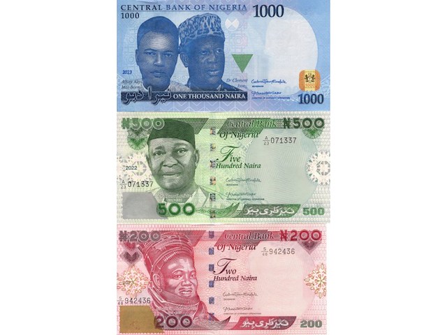 NIGERIA lot 200, 500 i 1000 Naira 2023 UNC