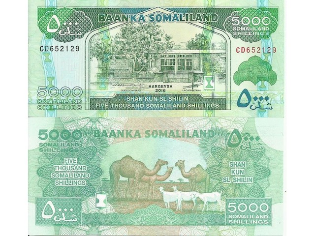 Somaliland 5000 shillings 2016. UNC