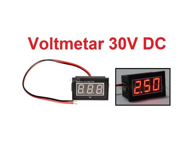 Voltmetar vodootporan DC 30 V crveni