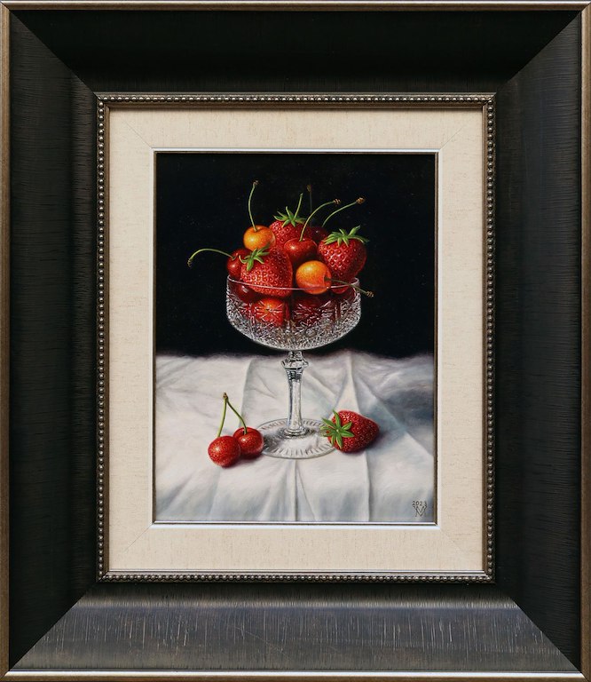 Slika Miljana Vasiljevića – Trešnje, jagode i kristal