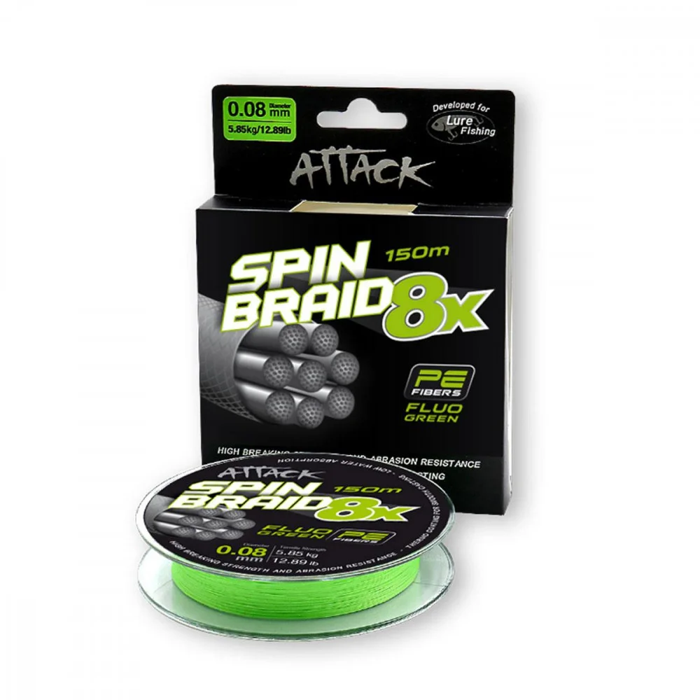 FORMAX ATTACK SPINBRAID X8 150M 0.12MM FLUO GREEN