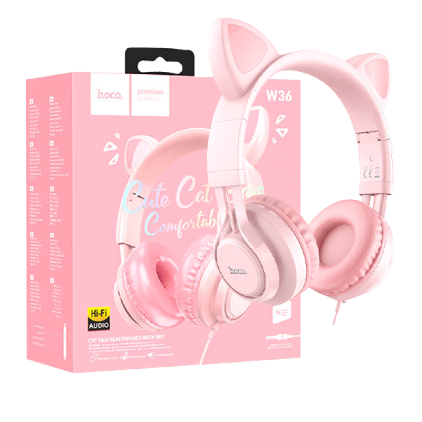 HOCO Bluetooth slušalice - W39 Mačije uši, roza