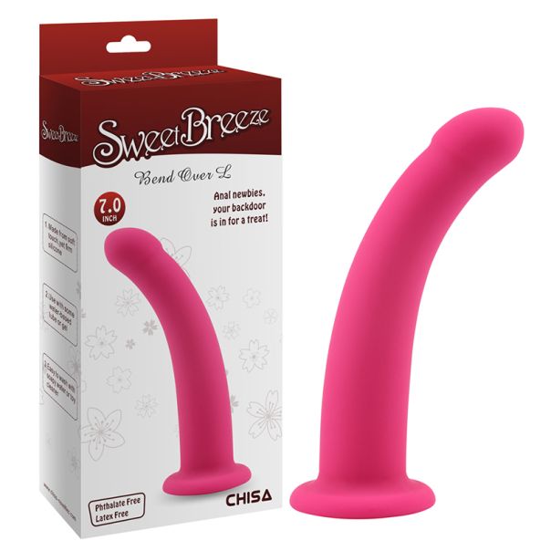 Roze silikonski dildo bez testisa Bend Over