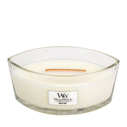 White Teak - ovalna WoodWick mirisna sveća (sandalovina, hrast i kedrovina)