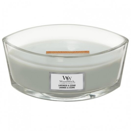 Lavender Cedar - ovalna WoodWick mirisna sveća (lavanda i kedar)
