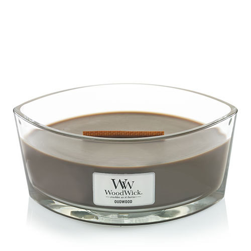 Oudwood - ovalna WoodWick mirisna sveća (oud, amber, mošus, tamjan)