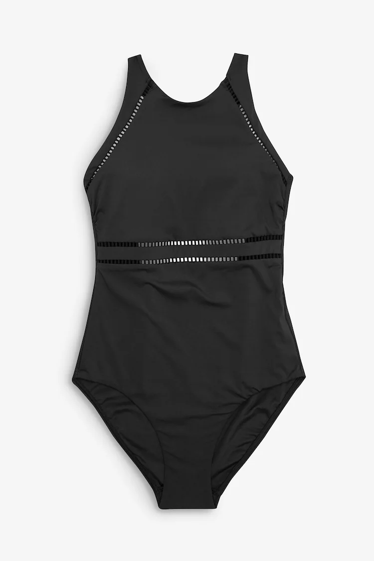 Black High Neck Tummy Control Shaping Swimsuit