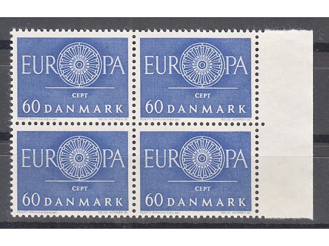 Danska 1960 Evropa Mi#386 ** četverac