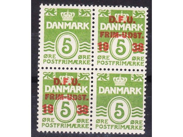 Danska 1938 Mi#243 ** četverac sa i bez pretiska