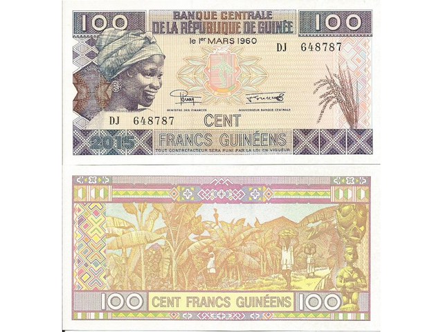 Guinea 100 francs 2015. UNC