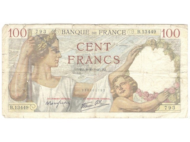 Francuska 100 francs 08.08.1940
