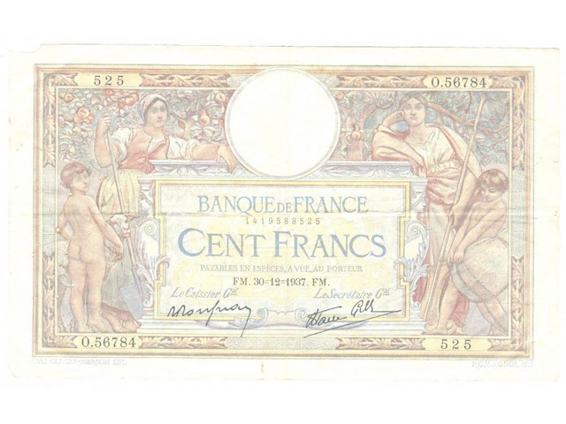 Francuska 100 francs 30.12.1937
