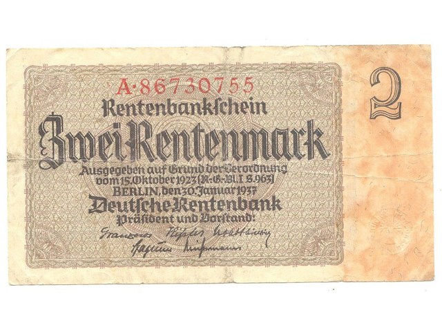 Nemacka 2 rentenmark 1937