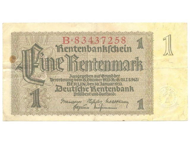 Nemacka 1 rentenmark 1937