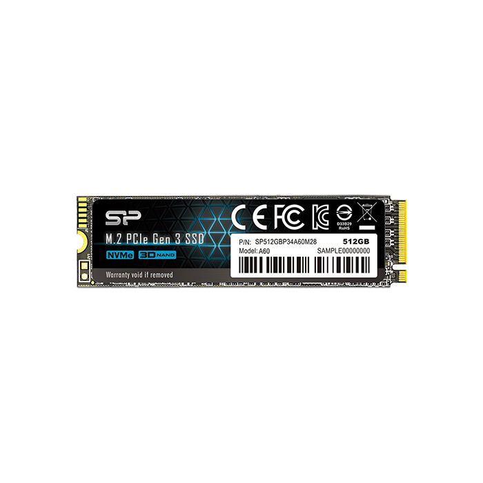 SILICON POWER SSD A60 - SP512GBP34A60M28 512GB, M.2 2280, PCIe 3.0, do 2200 MB/s