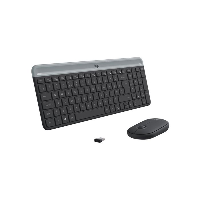 LOGITECH Bežična tastatura i miš MK470 SLIM WIRELESS COMBO (Crna) - 920-009202 USB nano prijemnik, Membranski tasteri, EN (US), Alkalna baterija