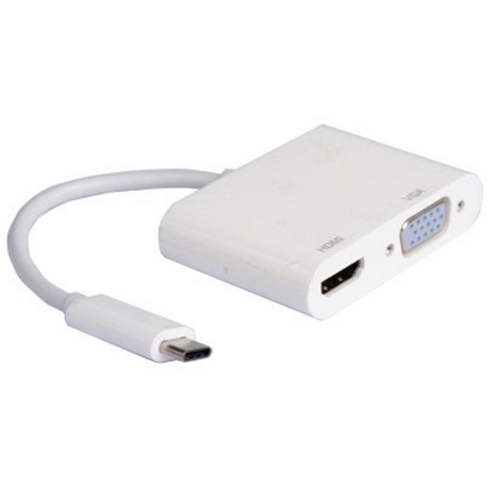 Adapter USB 3.1 tip C (M) - HDMI + VGA (F) beli