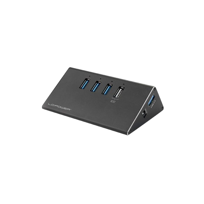 LC POWER USB 3.0 Hub 3+1-port - LC-HUB-ALU-2B-4 3x USB-A 3.0, USB 3.0 - A, Crna